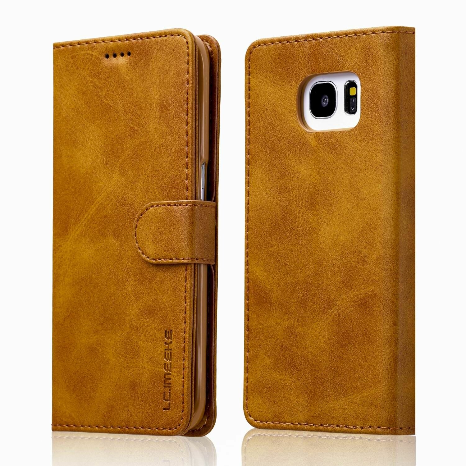 LCIMEEKE Кожаный книжка чехол для Samsung Galaxy S7 G930 (Самсунг Галакси C7) с визитницей из экокожи