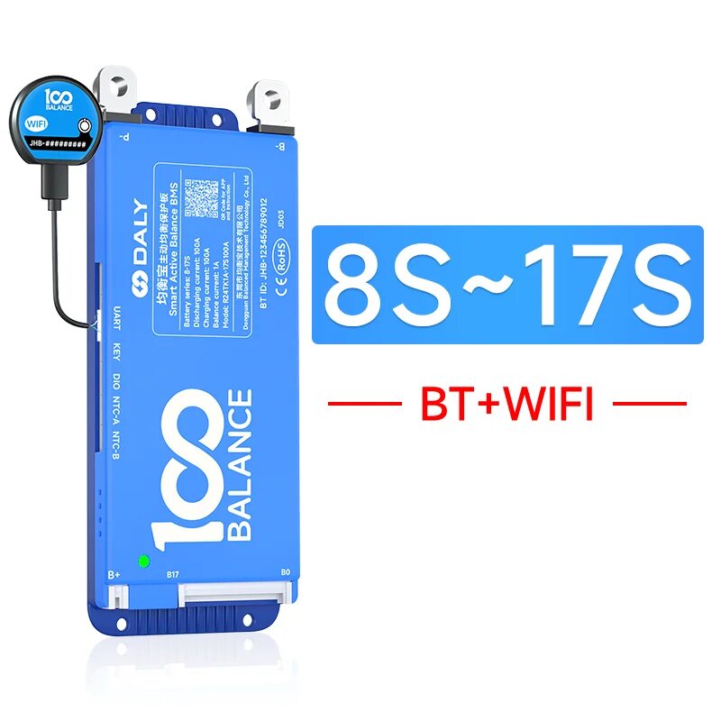 Daly bms Smart bms wifi bluetooth 100-250A для литий-ионных аккумуляторов 100A, 8-17s bt wifi
