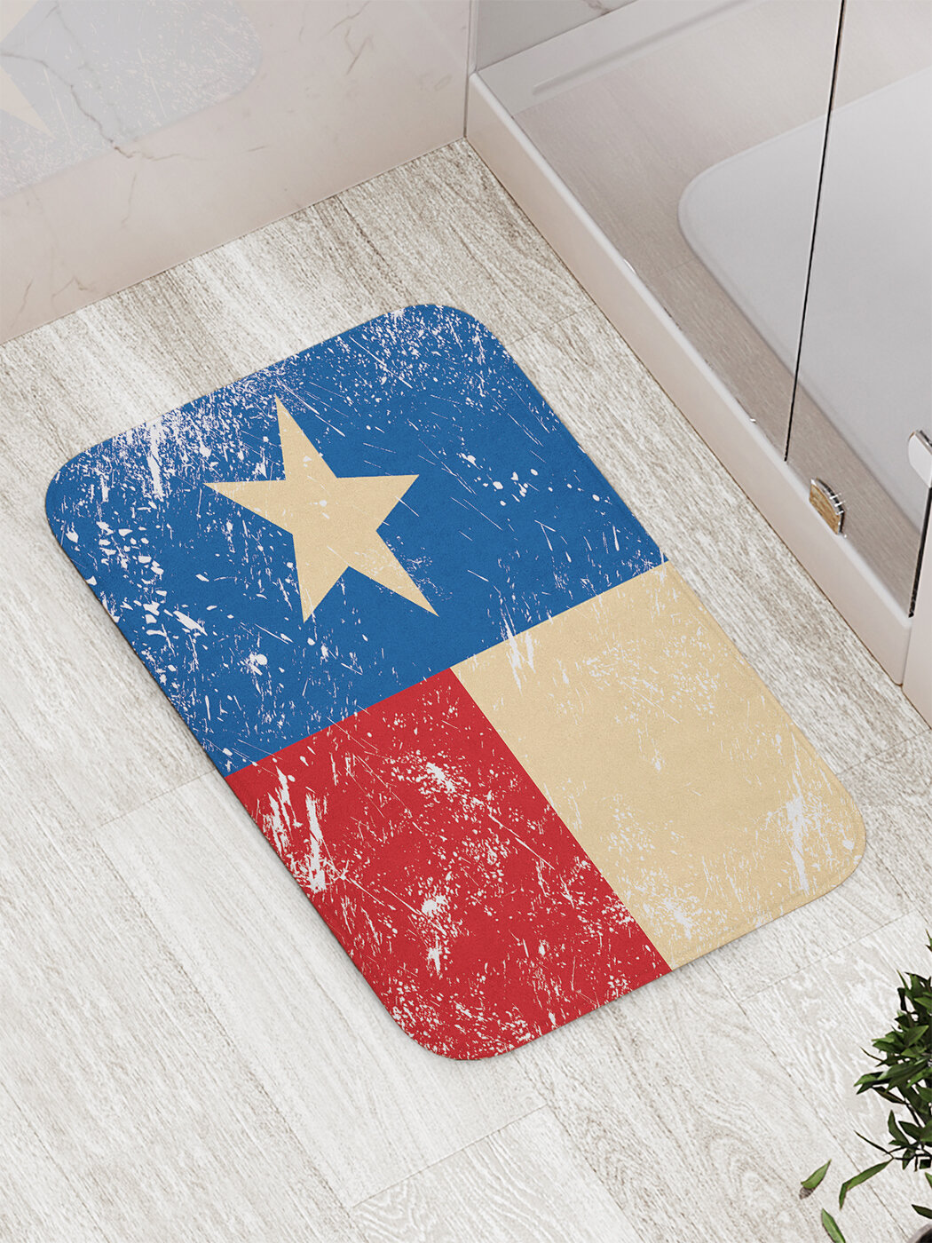 Коврик для ванной комнаты, туалета "Техасский флаг гранж" противоскользящий, 52х77 см, JoyArty