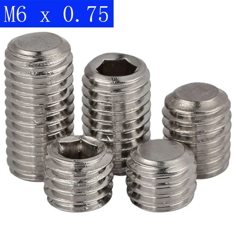 Винты ZHUOWEILE M6 х 0,75 мм из нержавеющей стали DIN 913 M6X0.75X6mm-100pcs