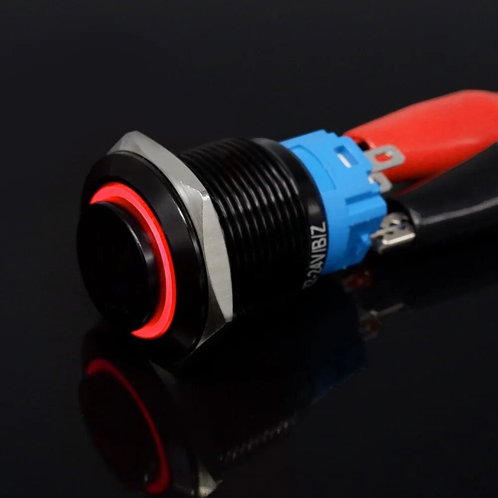 Кнопочный переключатель PRONCH черный 16/19/22 мм 16mm, Round Red, High head Latching, 3-6V