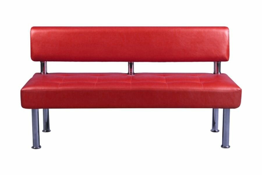 Диван прямой для дома и офиса Сантьяго без боковин 160x58х80 красная экокожа