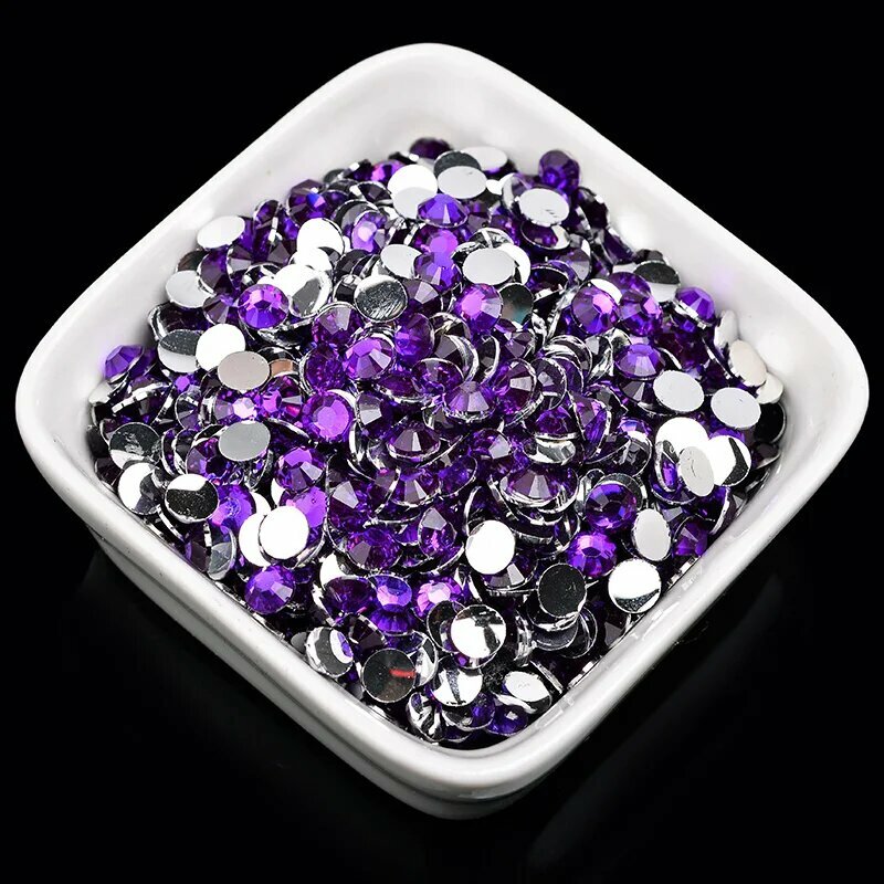 Стразы канифольные FlatBack 1000 шт 2-6 мм Фиолетовый, 1000pcs 6mm, Purple