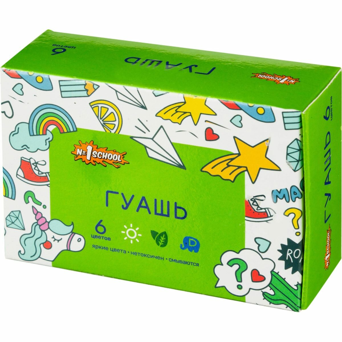 Гуашь 6 цветов Комус Класс "Отличник" (по 10мл) картон, 32 уп.