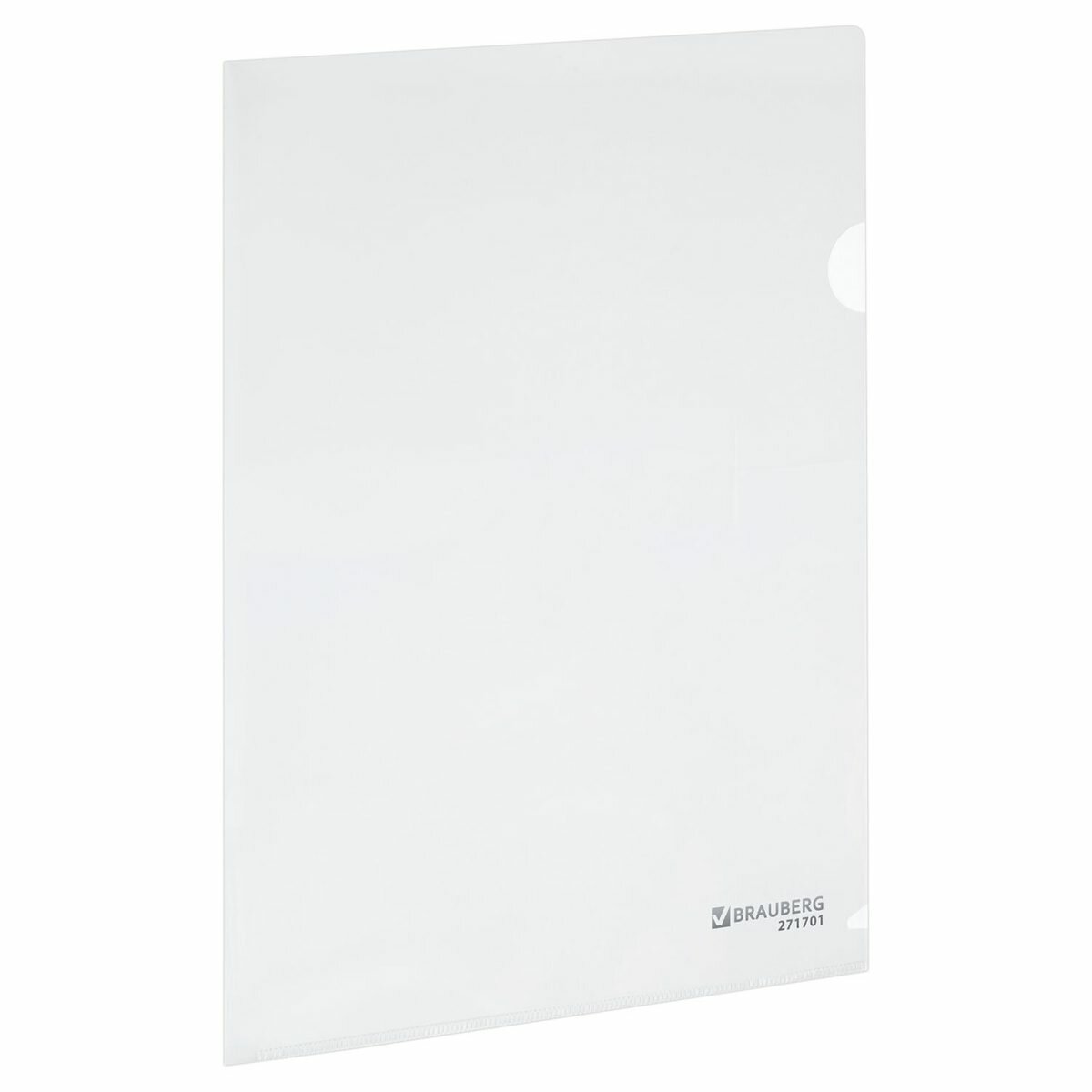 Папка-уголок Brauberg Extra (А4, 150мкм, пластик жесткий) прозрачная (271701), 50шт.