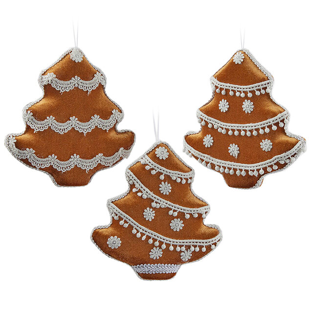 Набор елочных игрушек Сладкий Пряник - Елочки 15 см, 3 шт, EDG, 6500226A937-набор