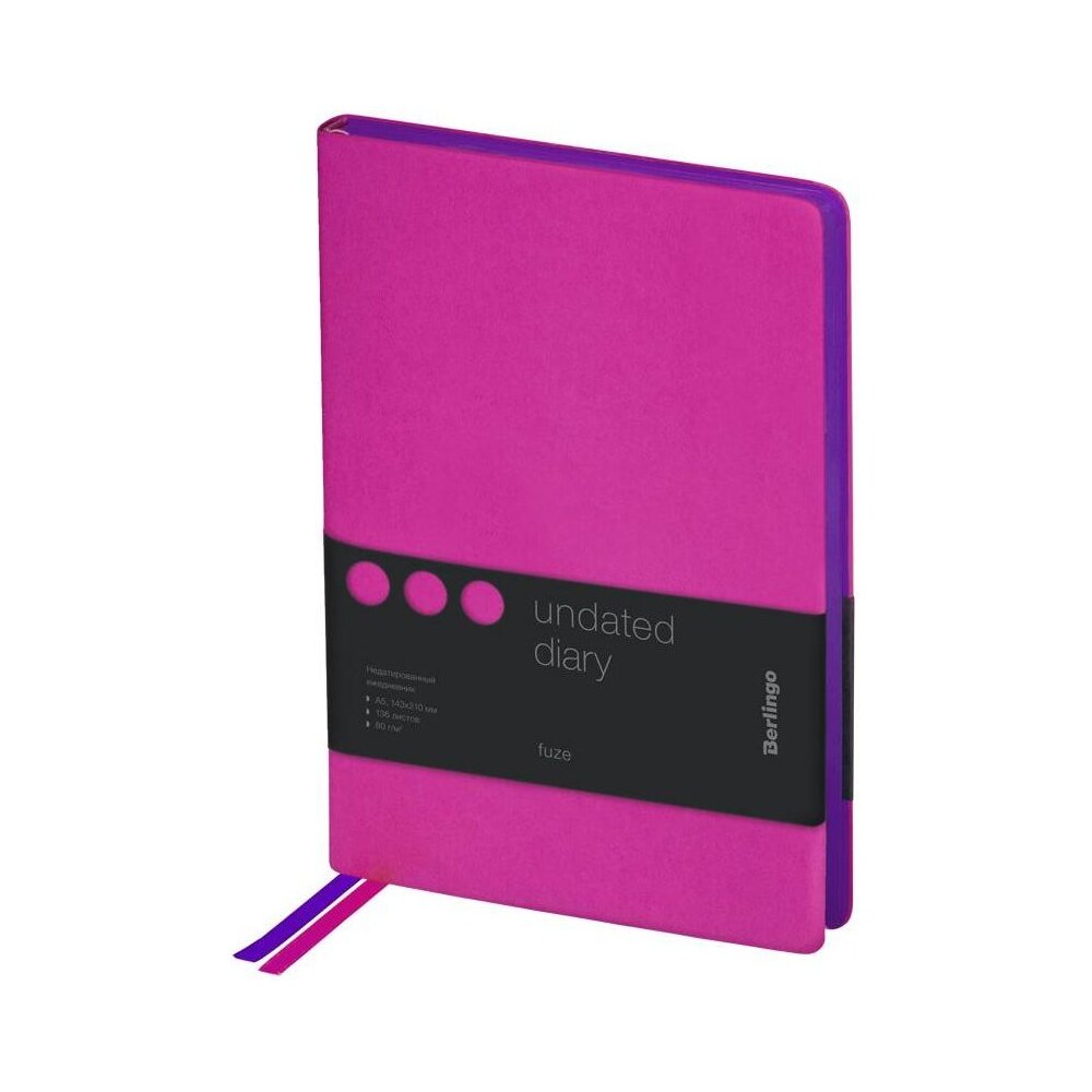 BERLINGO_ UD0_87504 Ежедневник недатированный, а5, 136л, кожзам, berlingo fuze, цветной срез, фуксия