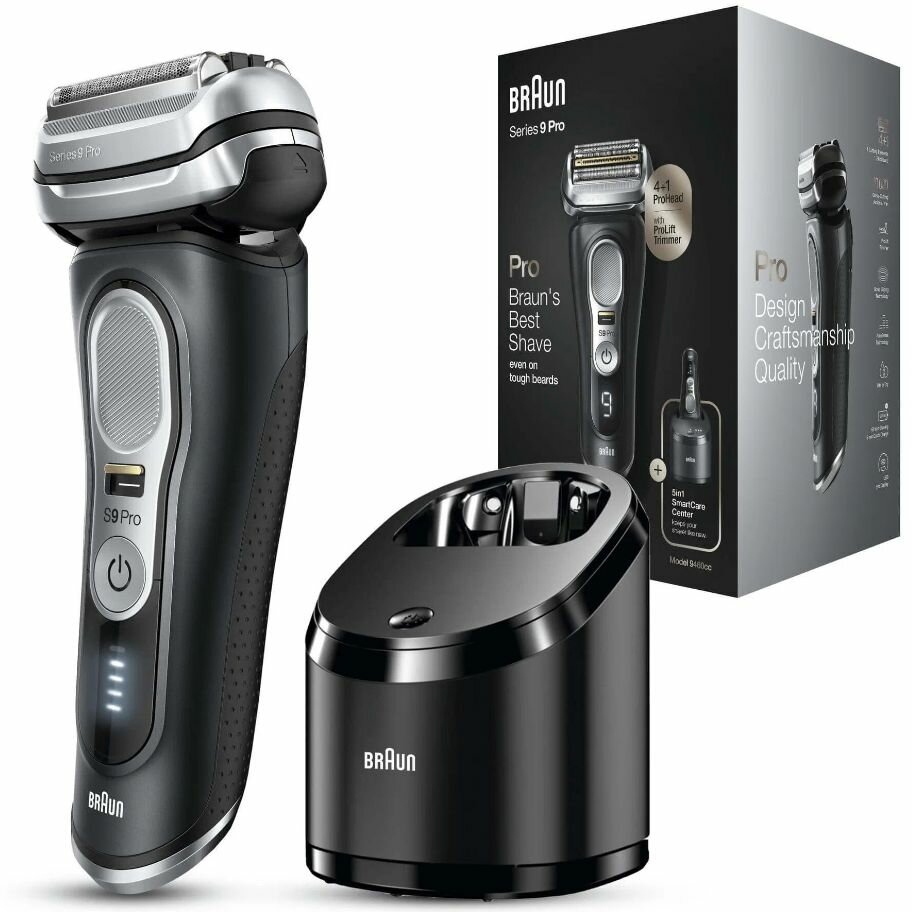 Электробритва Braun 9460CC 4210201394099, сеточная, влажная и сухая очистка, черная
