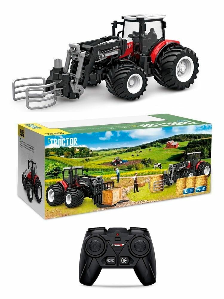 Радиоуправляемый фермерский трактор Korody с погрузчиком тюков, широкие колеса 1/24 2.4G 6CH RTR - KR6634K