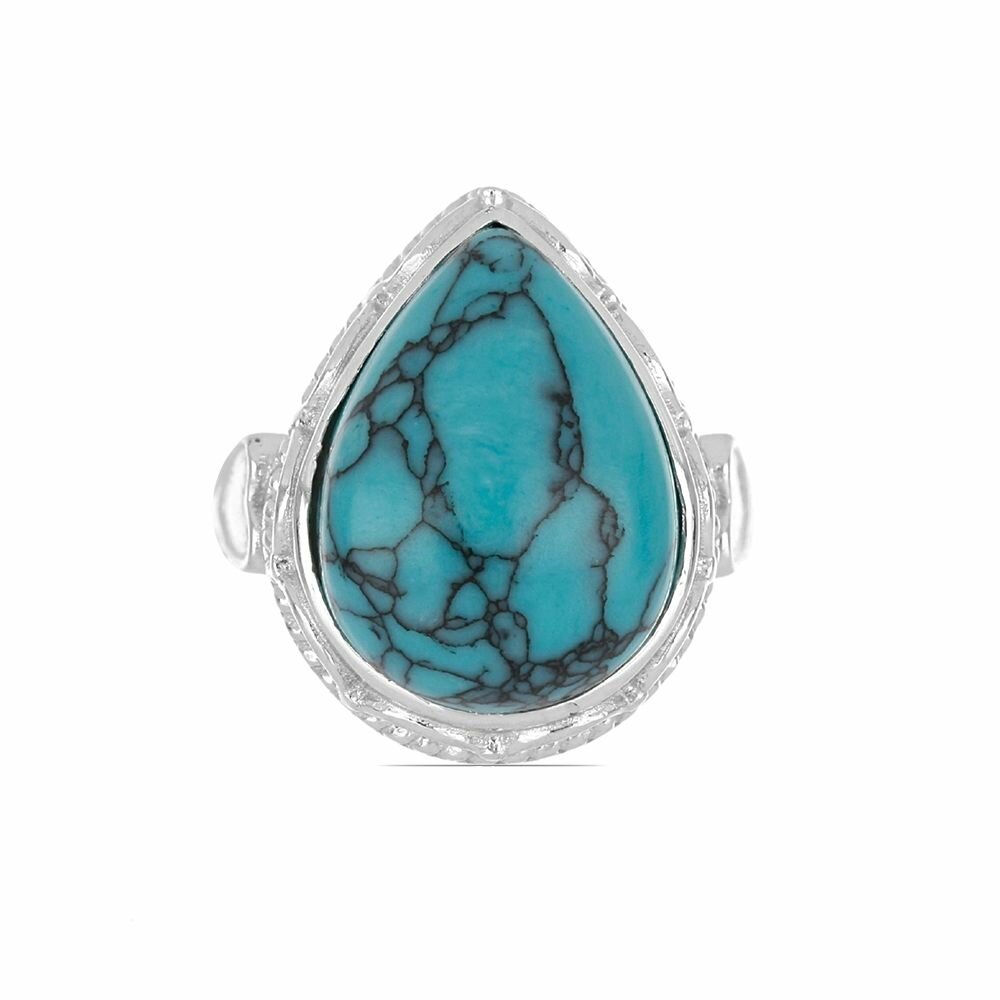 Кольцо, серебро, 925 проба, родирование, бирюза