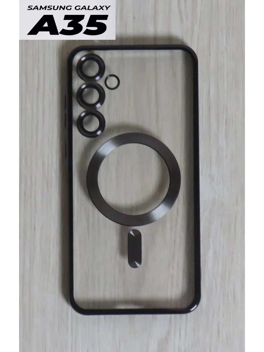 Чехол для Samsung A35 "Magnetic", поликарбонат, защита камеры, беспроводная зарядка, цвет черный