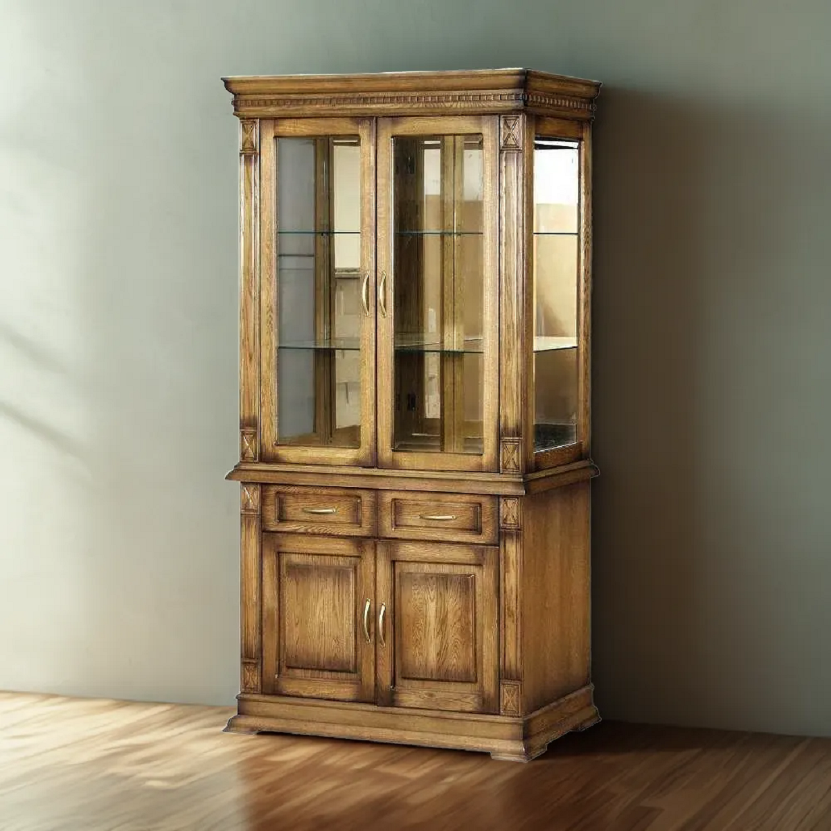 Шкаф-витрина , Верди Premium 073 классический орех 2, 115*50*200