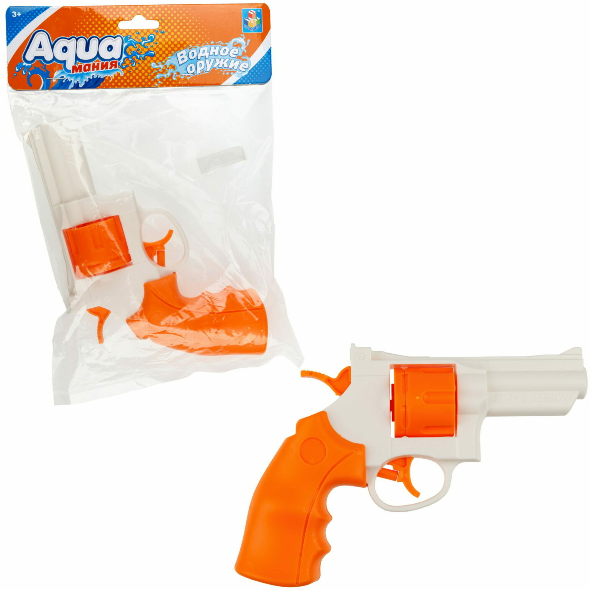 Водный пистолет револьвер 1TOY Аквамания, водяной, маленький, мини, механический