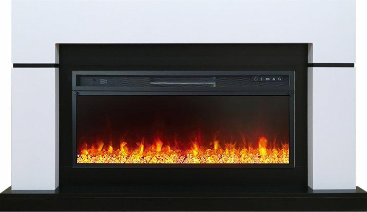 Royal Flame Каминокомплект Lindos - Белый с черным (Ширина 1470мм) с очагом Vision 42 LED