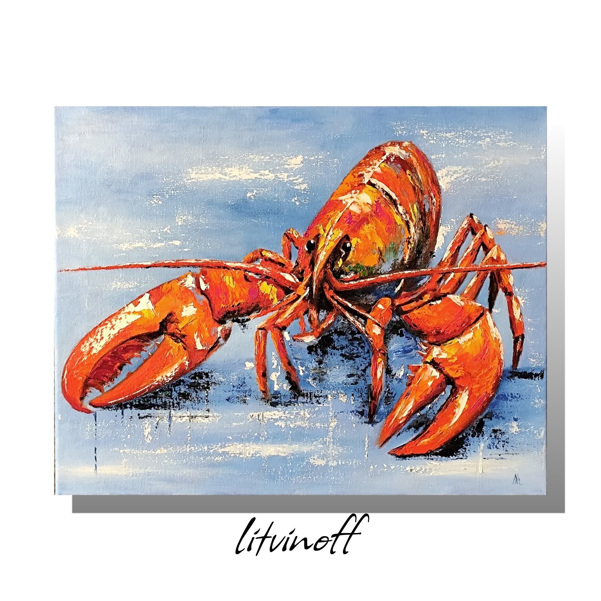 Картина "Лобстер", холст 40x50см, масло, живопись, абстракция, ручная работа, интерьерная картина
