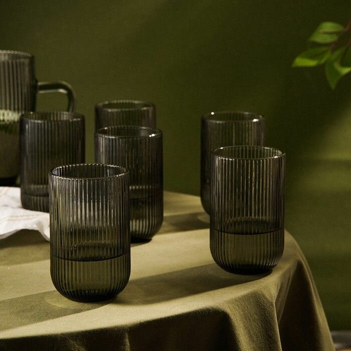 Набор стаканов SL Home Модерн , 400 мл, 8 13 см, стекло, графитовый