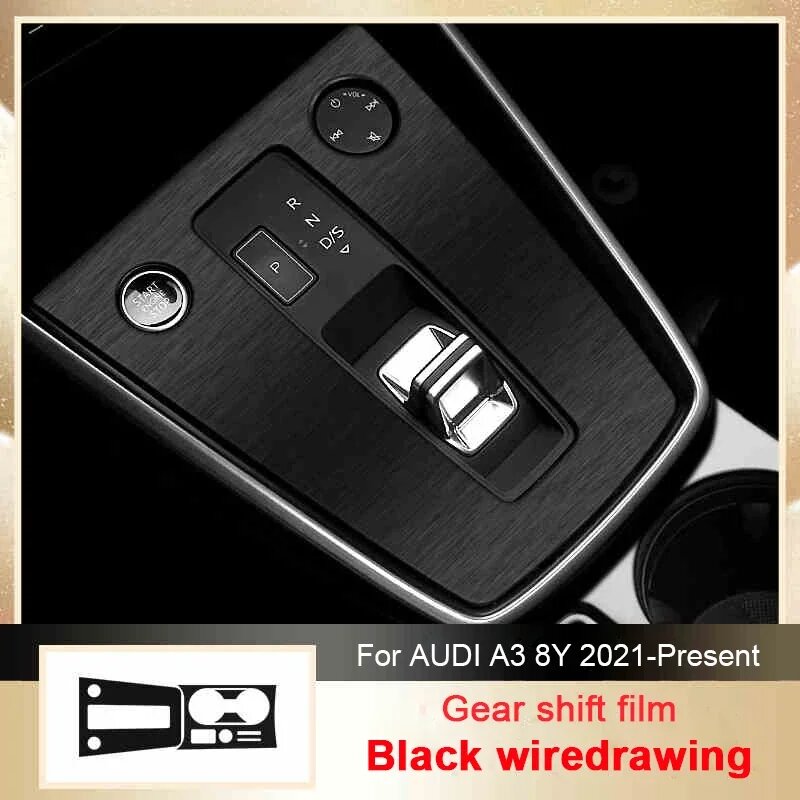 Автомобильный карбоновый черный для Audi A3 8Y 2021-2026, внутренняя наклейка, подъемная оконная панель, наклейка, защитная пленка для внутренней двери, аксессуар GearPanelBlack