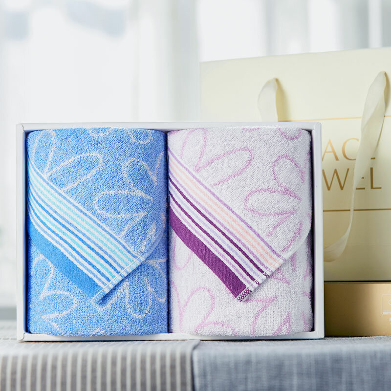 Jieliya (Grace) Towel And Home Textile, Pure Cotton Sunflower Face Towel, Soft Absorbent Towel, Gift Box, Two-Pack, 70*34cm, 100g/piece