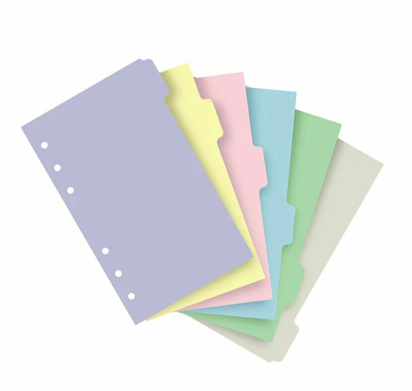 Разделители листов Filofax Pastel А6 personal для блокнотов и органайзеров картонные 6 шт цветные однотонные
