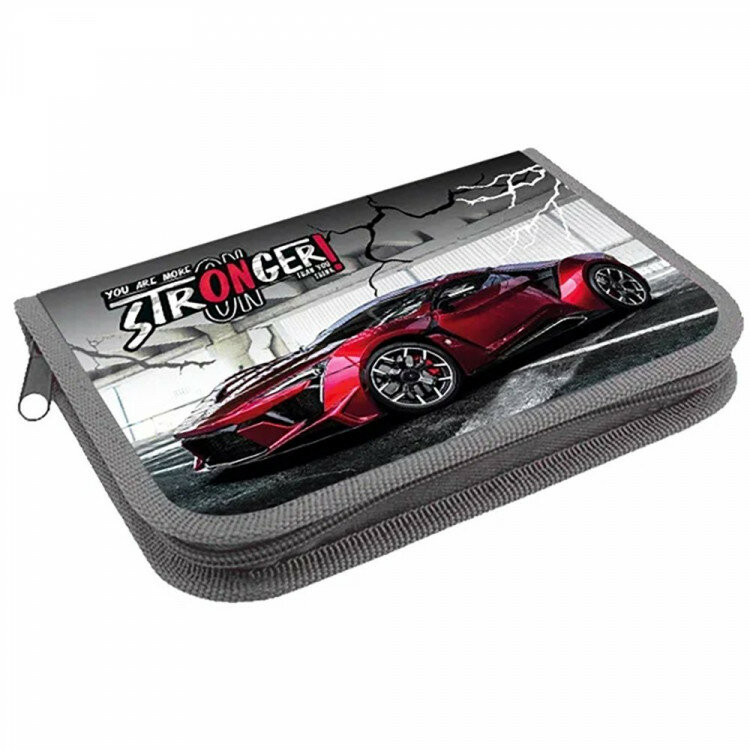 Пенал 1 отделение с откидной планкой (оникс) ПКТ 7-20 Красное авто 190х130мм полиэстер