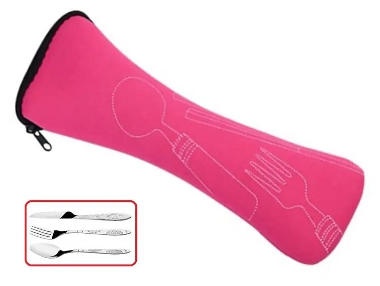 Чехол для столовых приборов на молнии, розовый