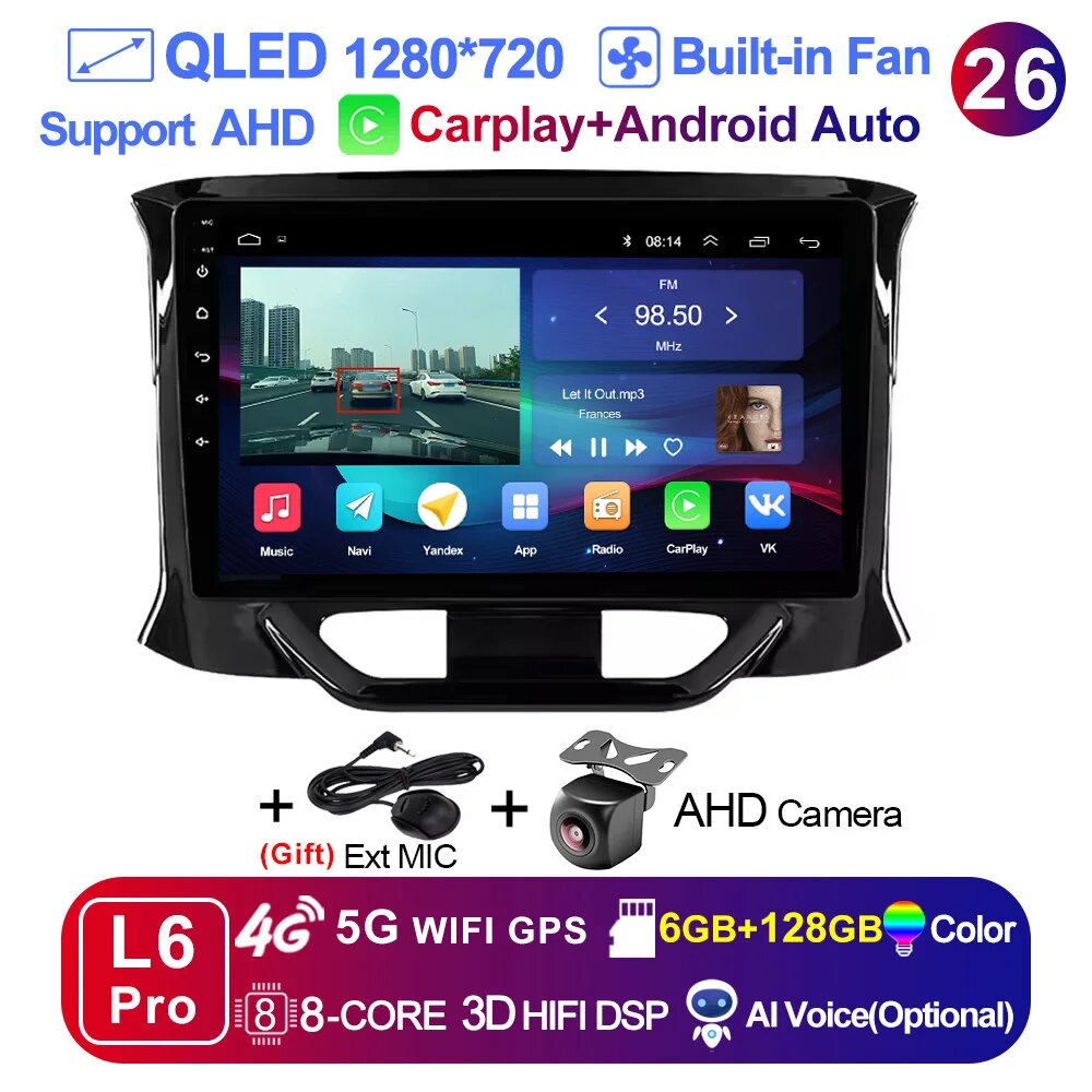 LEHX Pro 8-ядерный 5G автомобильный Android 14-радио мультимедийный видеоплеер для LADA X ray Xray 2015-2019 Autoraido Carplay GPS 2 din dvd L6 Pro(6-128GB)CAM