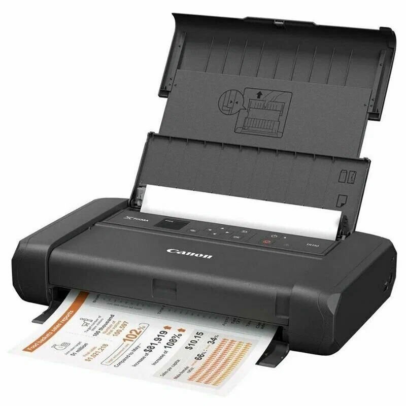 Принтер струйный Canon PIXMA TR150, цветная печать, A4, 4800x1200 dpi, ч/б - 9 изобр/мин, USB-C, Wi-Fi — фото 1