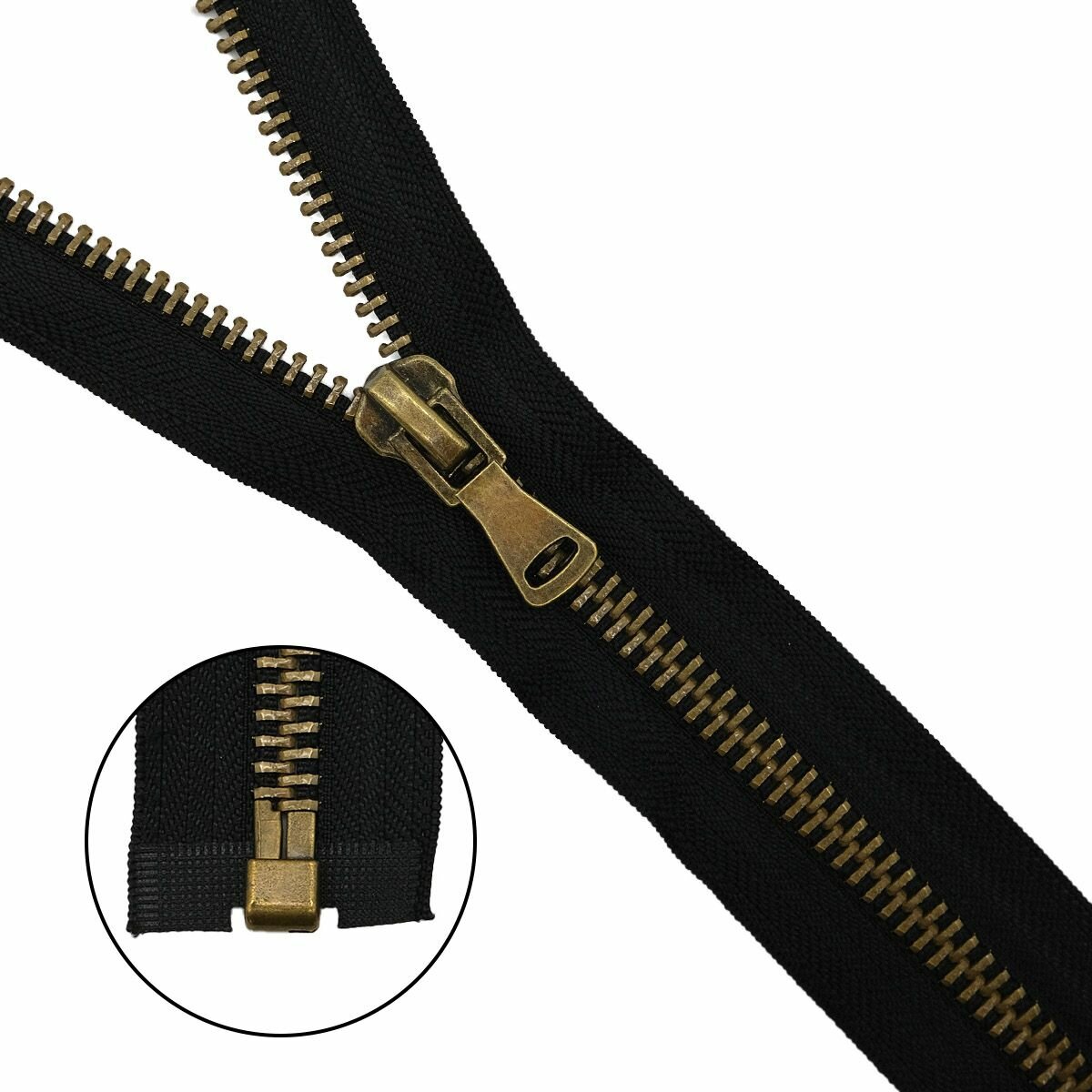 Молния металл-антик, разъемная Т8 - 75см (580 черный)