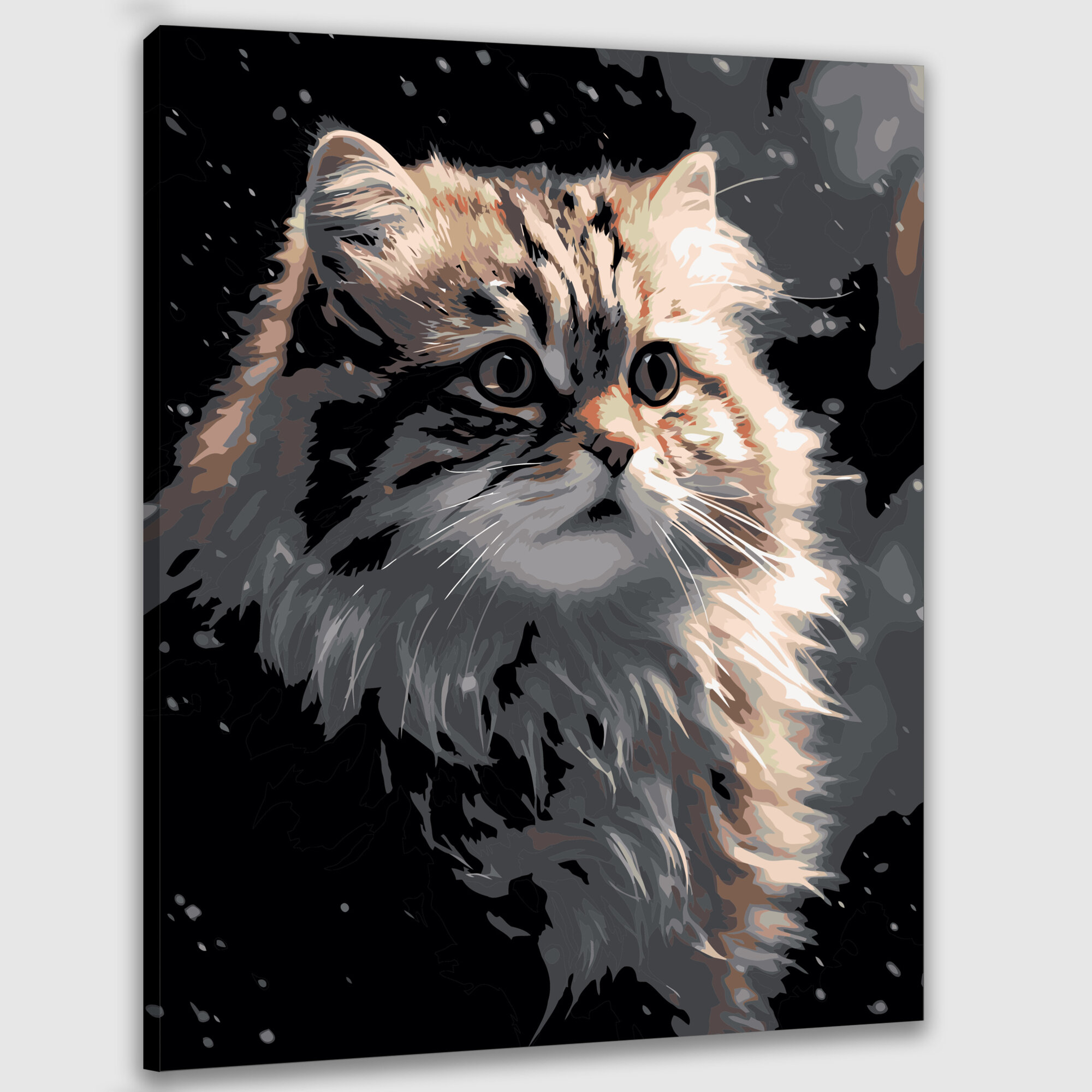 Картина по номерам 40x50 см, Манул, дикая кошка, зимний лес, янтарные глаза, пушистый мех, выразительная морда