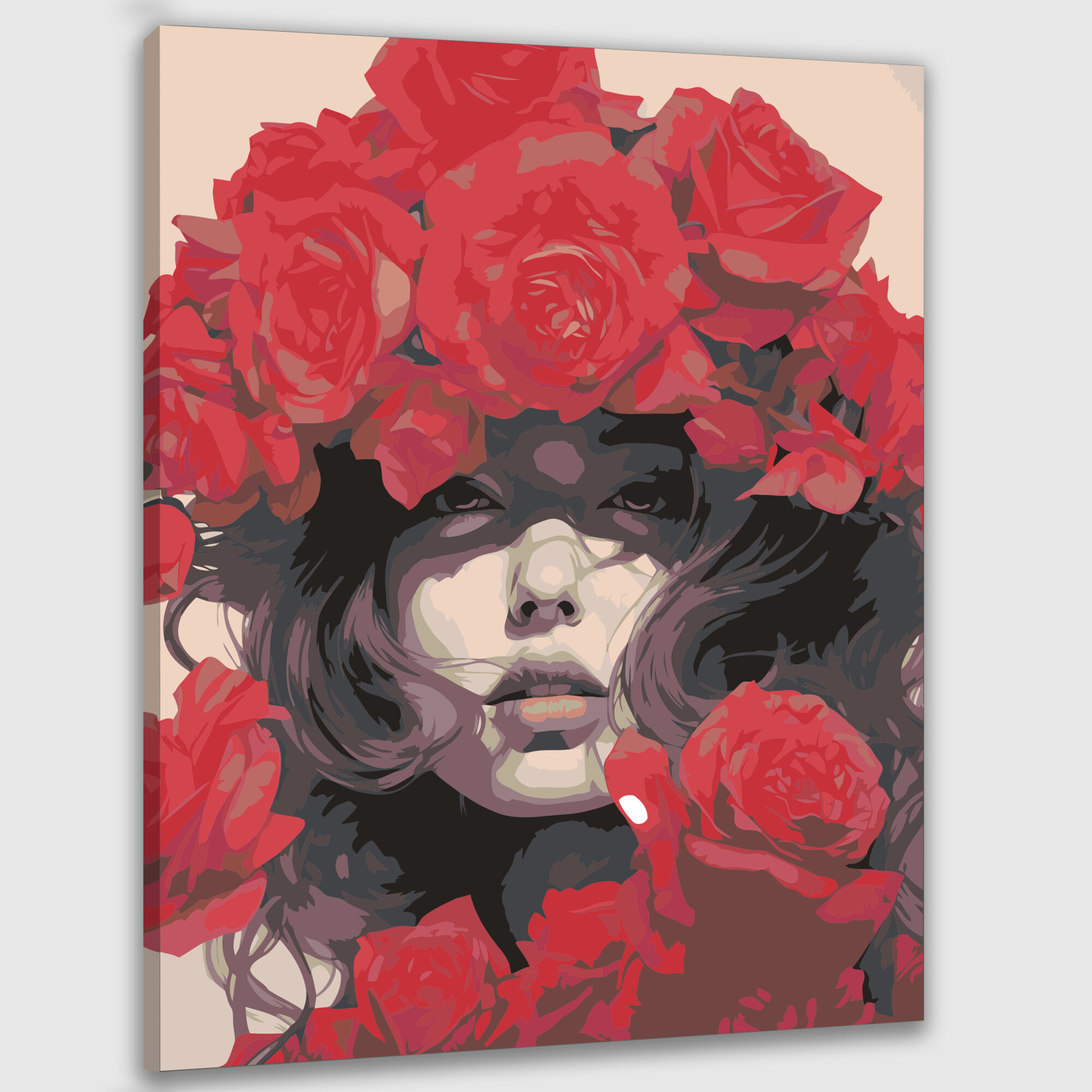 Картина по номерам 40x50 см, рисунок, Ами Джадд, лицо, розы, покрыто, девушки