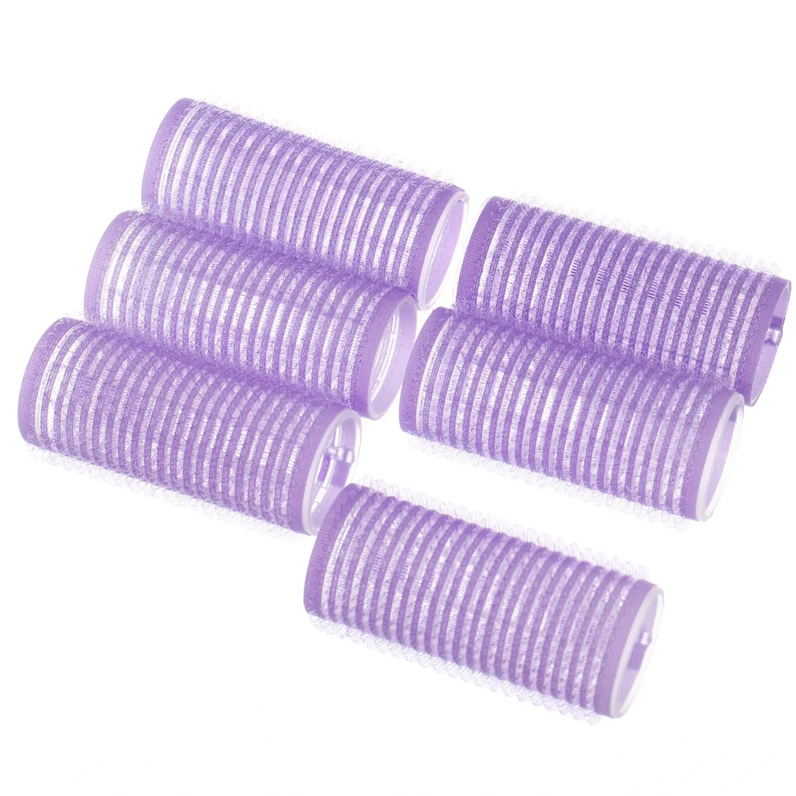 Бигуди-липучки для волос, 6 шт, диаметр 2,5 см, сиреневые, безопасные, без резинок