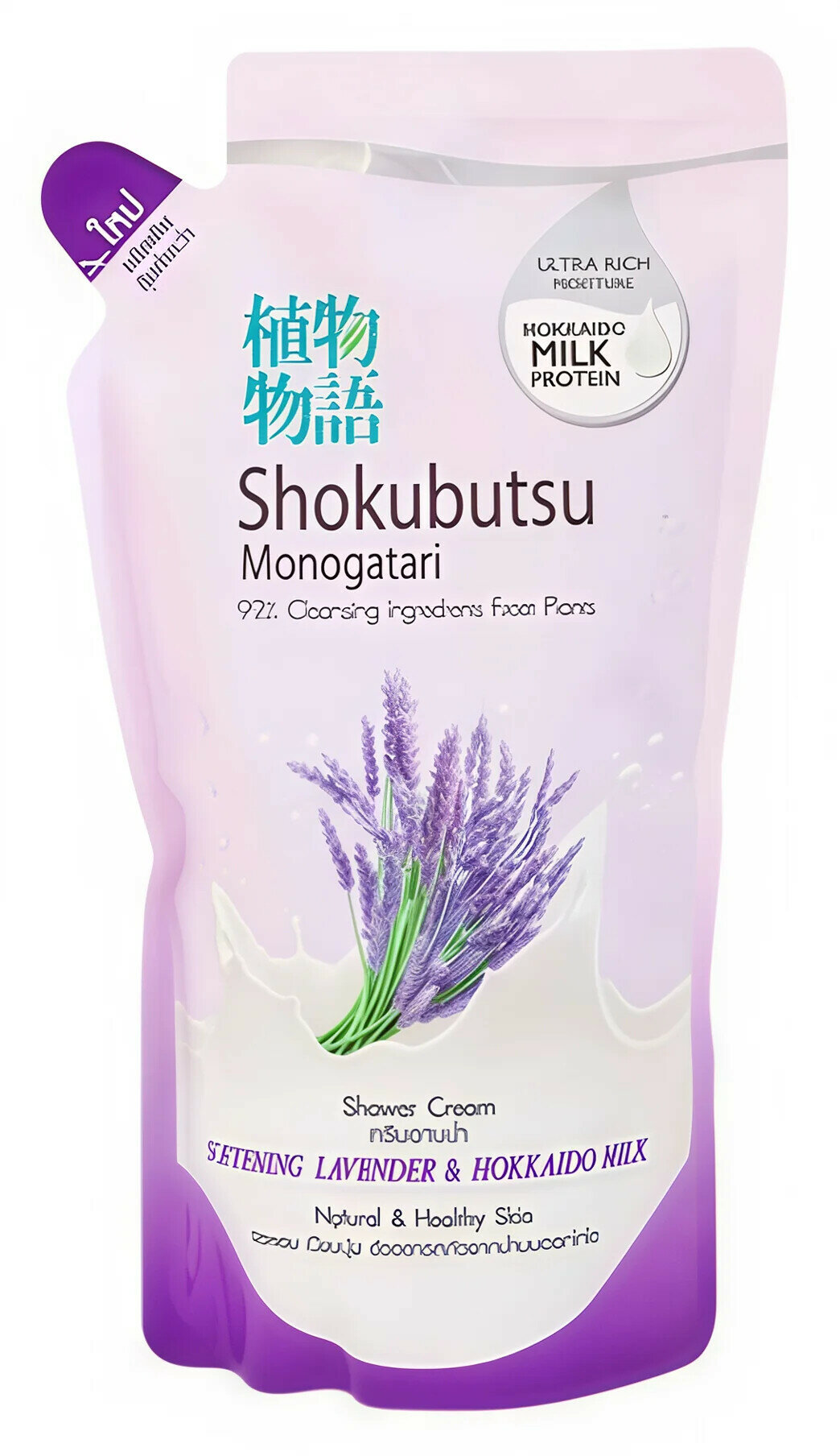 LION "Shokubutsu" Крем-гель для душа 500мл (мягкая упак) "Лаванда и молочко Хоккайдо"