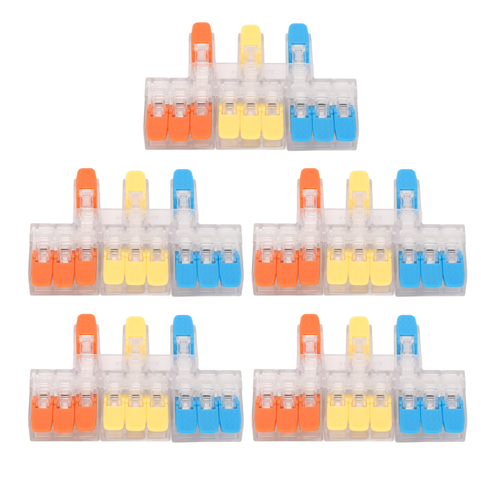 5pcs Lever Wire Connectors Комплект от 3 до 9 Краткий разъем кабеля Quick in Concrector в блоке терминала проводника 41a 450V