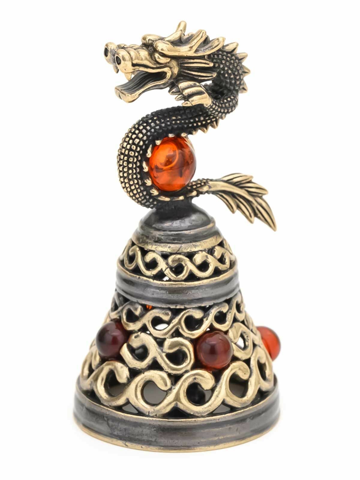 Сувенирная фигурка - Дракон Колокольчик, Балтийский Янтарь, 6,0 см