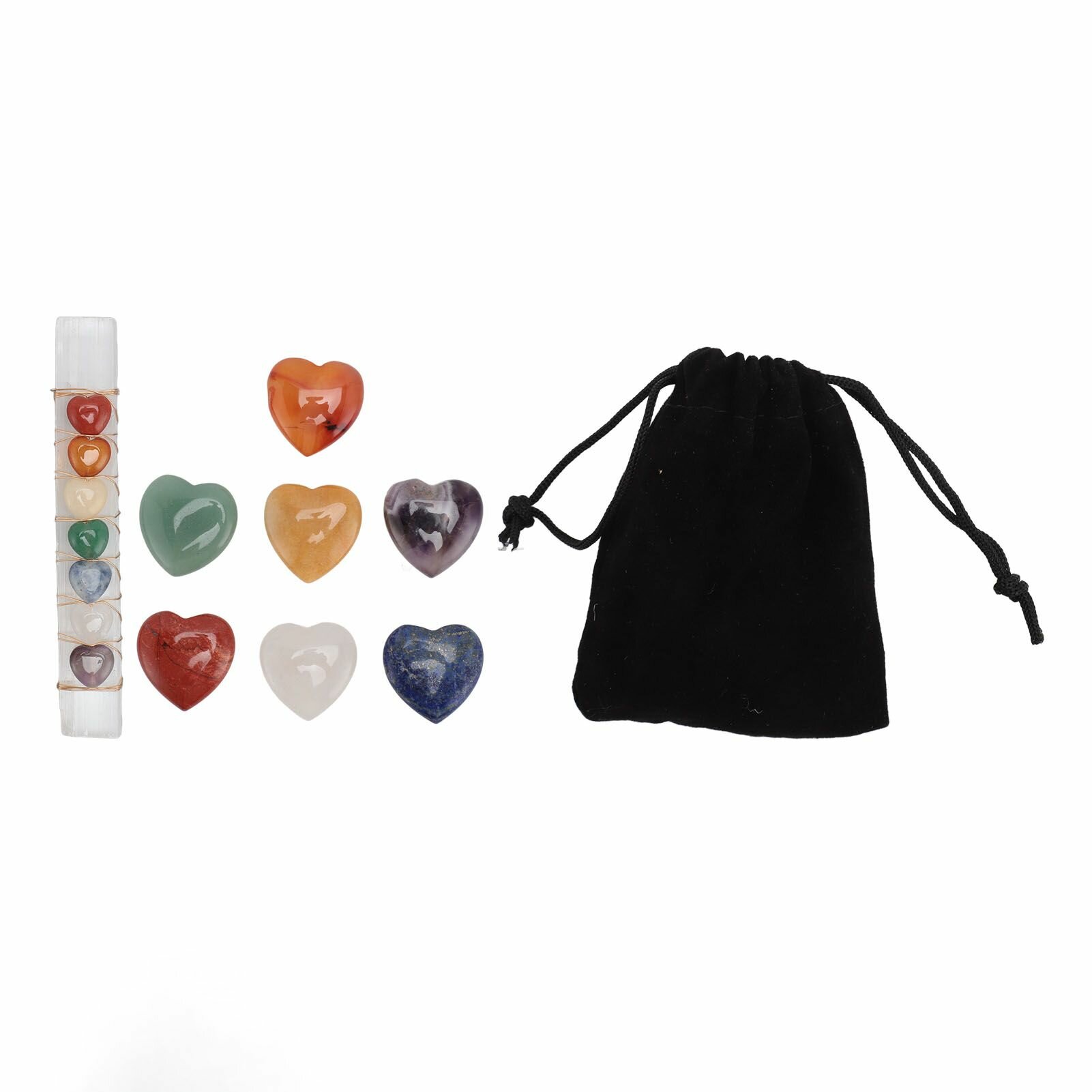 Камень чакры в форме сердца с палочкой