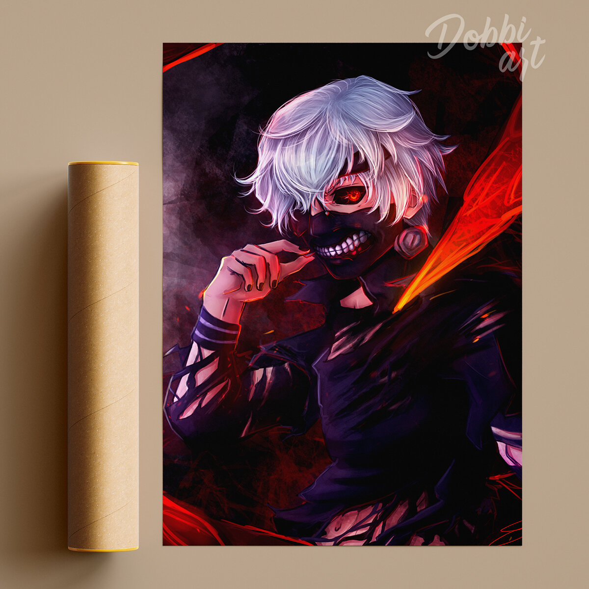 Постер Токийский гуль 40х50 см без рамы/ Tokyo Ghoul/ Кен Канеки/ Аниме, манга/ Постер для интерьера/ Декор на стену/ Постер для дома, офиса/ Плакат интерьерный/ Плакат Аниме/ Подарок парню/ Подарок девушке/ Картина для интерьера