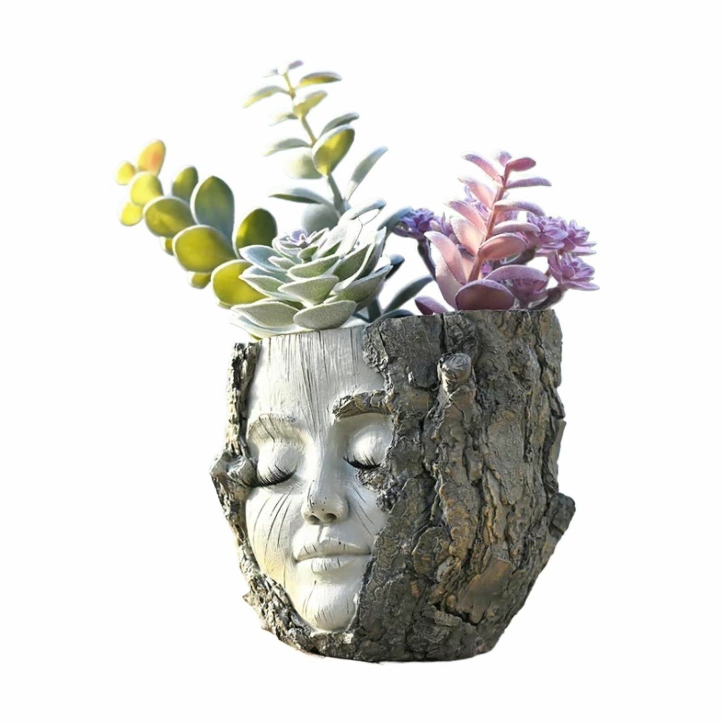 Кашпо "Спящий эльф", смола, бочкообразная, 6.7x6.2x6.2 дюймов