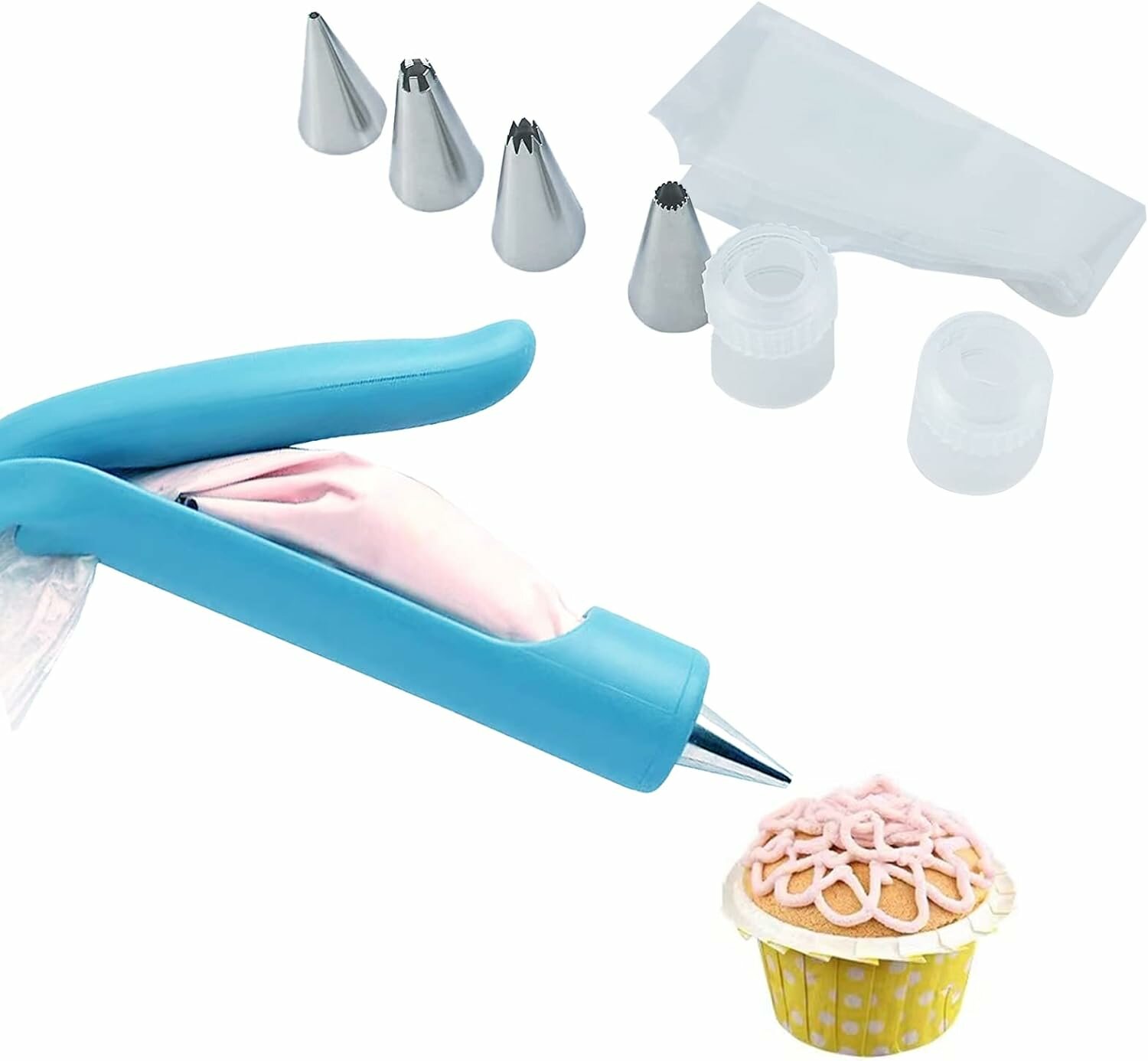 Набор инструментов для декорирования тортов Cake Decorating Pen Tool Kit с 4 различными наконечниками, 4 соплами, декоративной сумкой, 2 муфтами, ручкой для глазури, пастрянным набором для пайпинга, 10 сумок для декорирования тортов размером 12 дюймов, 1