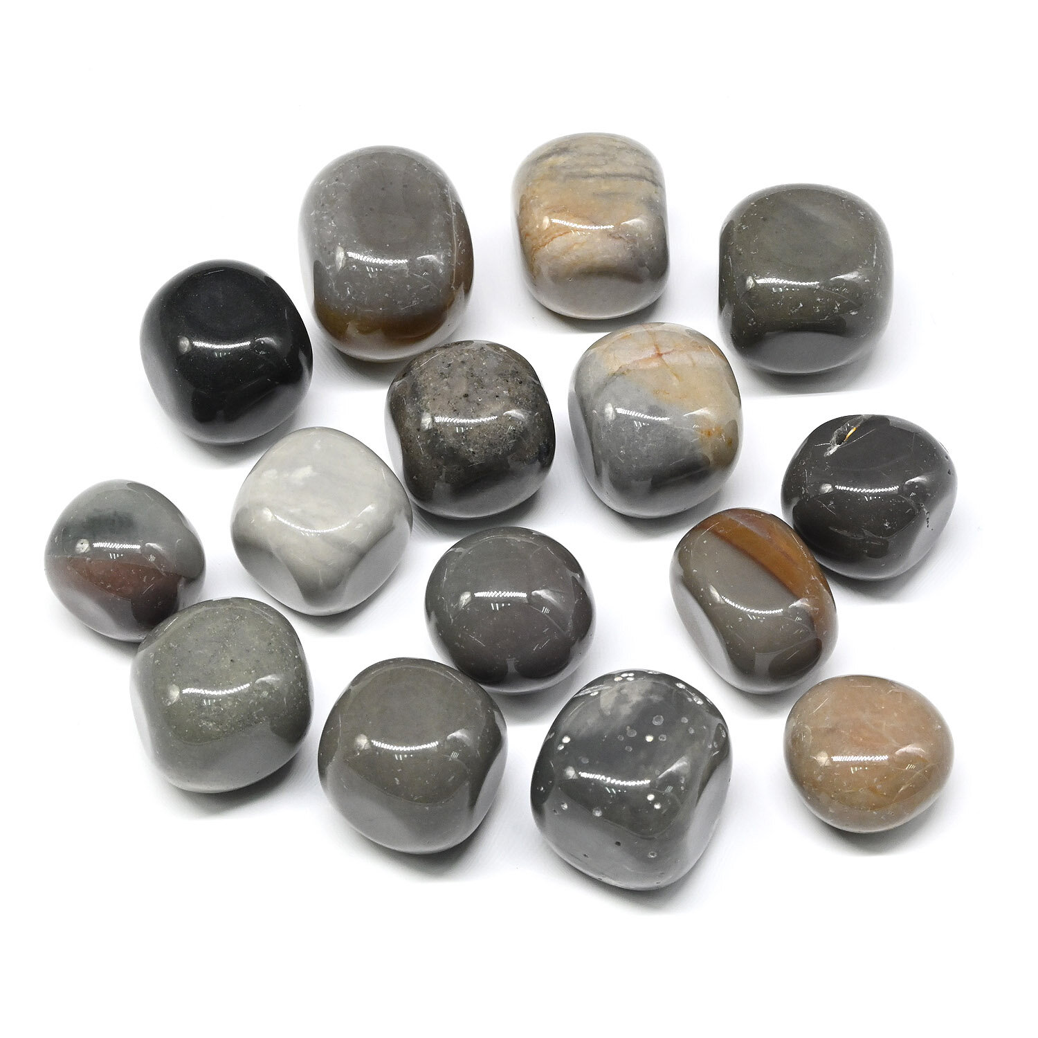 Яшма серая галтовка фракция 12-17мм, упаковка 100г .