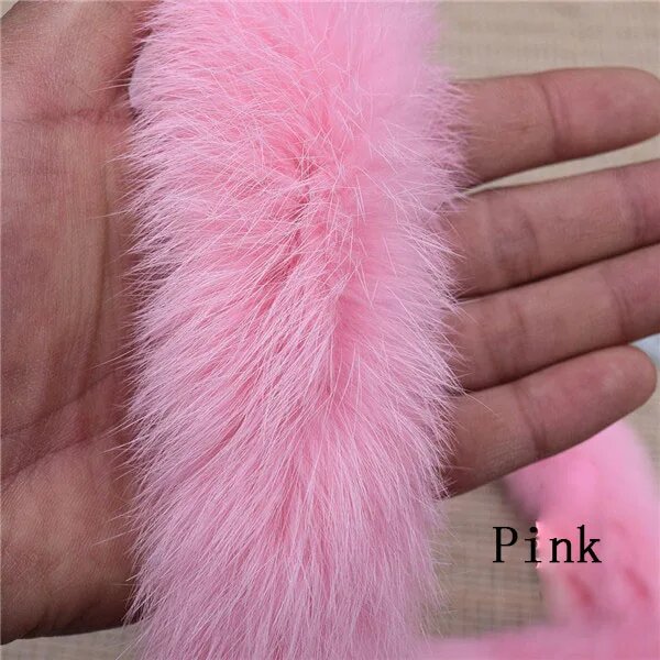 2025 100% натуральный реальный толстый кролик мех отделки одежды аксессуары подлинные меховые полосы для свитера пальто капюшон шляпа DIY пушистые отделки,0.05, мех натуральный,4, розовый