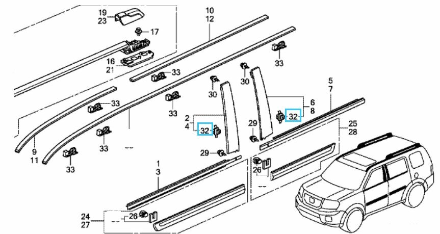 Защелка, отделка центральной стойки; Артикул Honda: 91213SZAA01 (Оригинал)