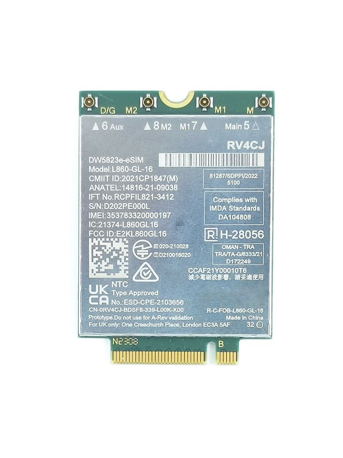 4G Module L860-GL-16 DW5823E for Latitude 7440 7640 5540 5440 5340 3440 3540 for 3480 3580 3581 WWAN Card