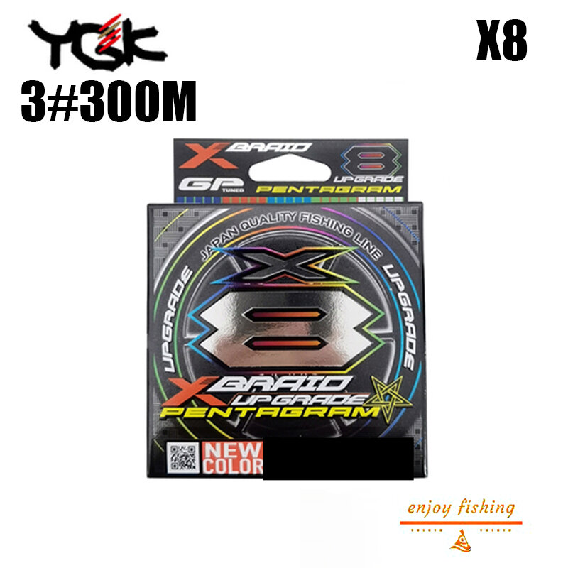 YGK X8 XBRAID UPGRADE PENTAGRAM 3.0#300M-multicolor Плетеная леска Шнур плетёный для рыбалки розовый