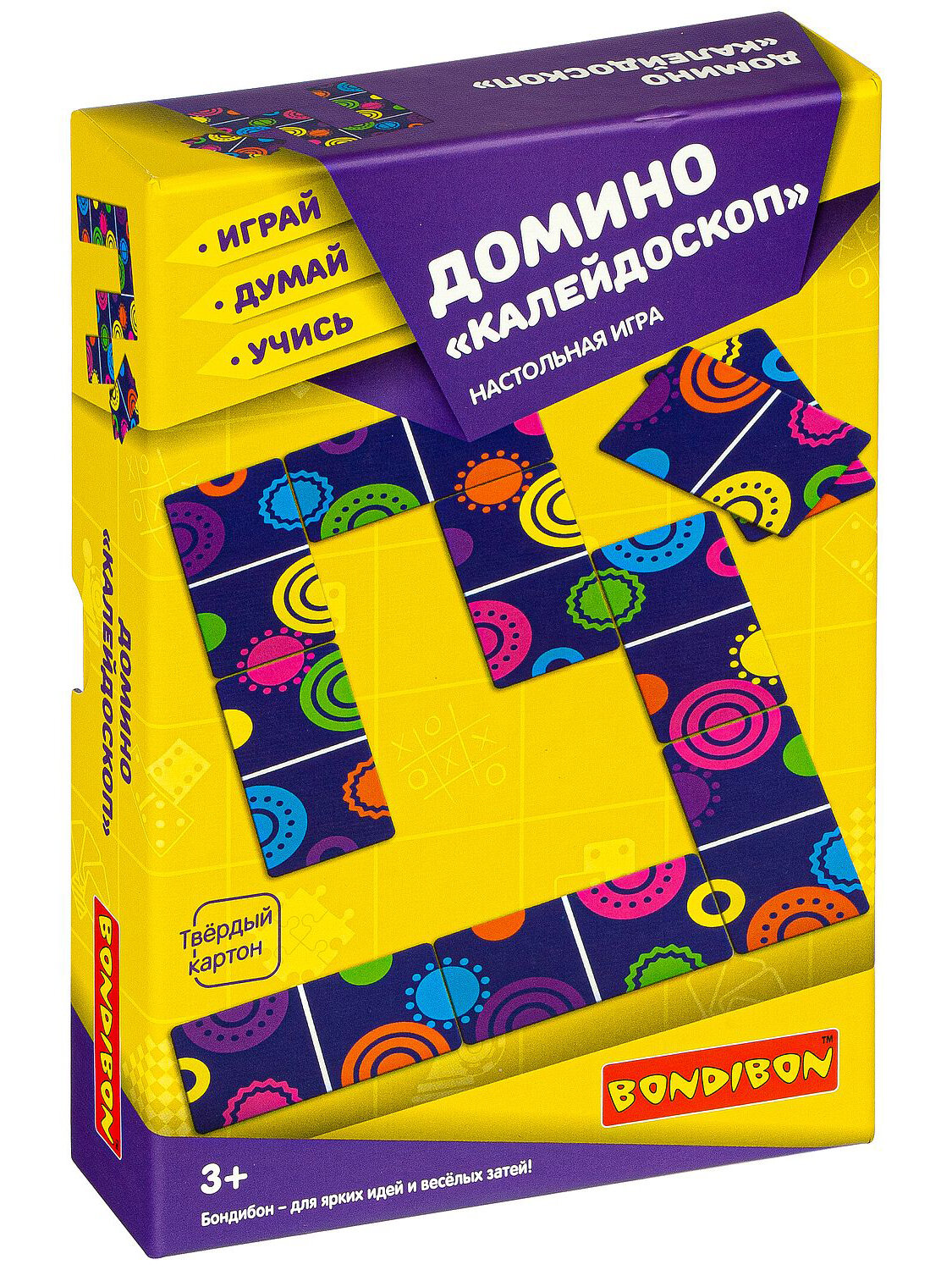 Домино детское калейдоскоп Bondibon развивающая настольная игра для малышей, картинки половинки / Подарок в детский сад для мальчиков и девочек от 3 лет
