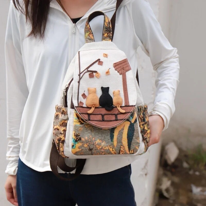 Рюкзак SAC, с мультяшной 3D-вышивкой, женский, полиэстер, 25 л