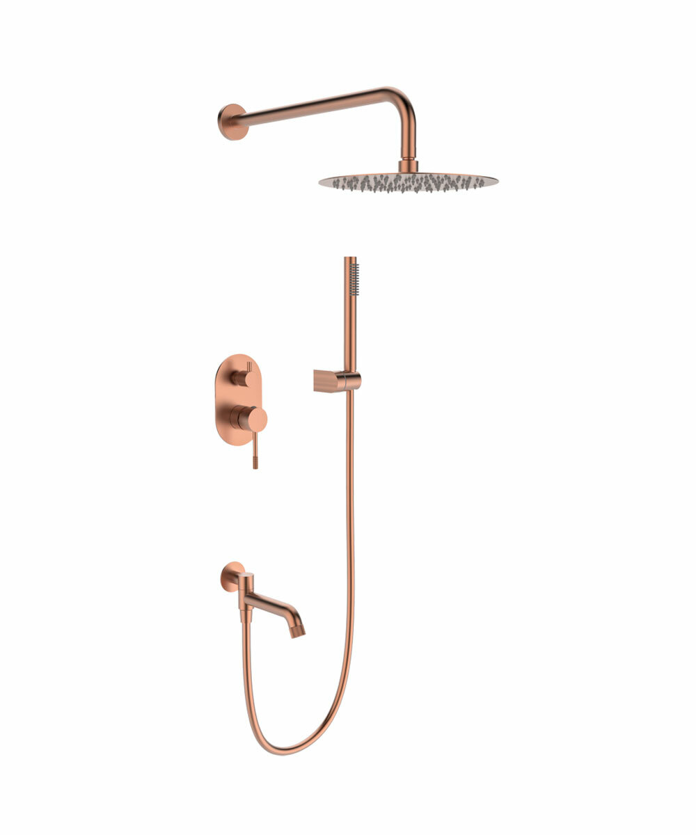 Встроенный смеситель с тропическим душем с 3-функ. от бренда Vieir поворотный излив V403564-R розовое золото