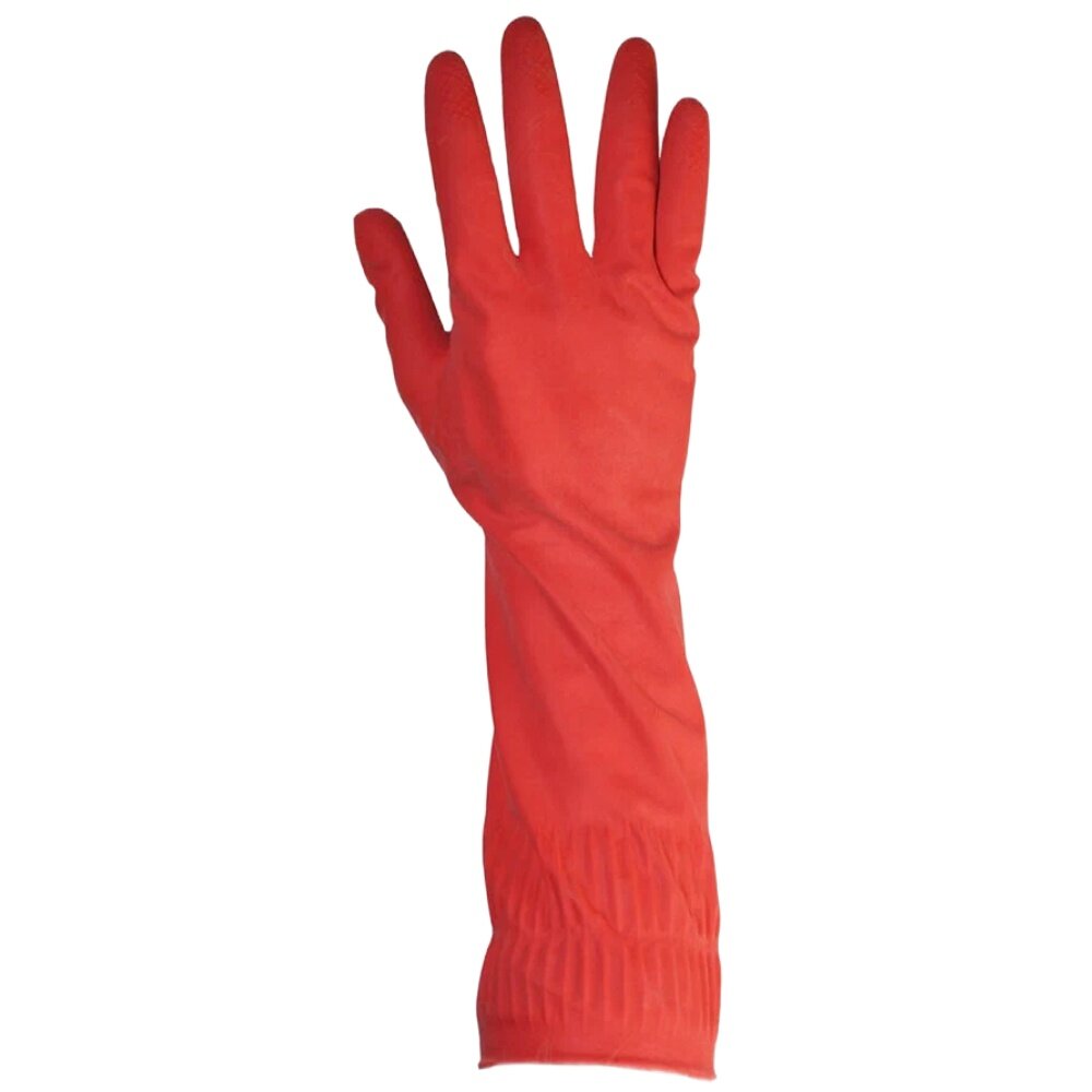 Перчатки Home MJ полноразмерные, без напыления, с длинной резинкой, красные, размер L, 1 пара