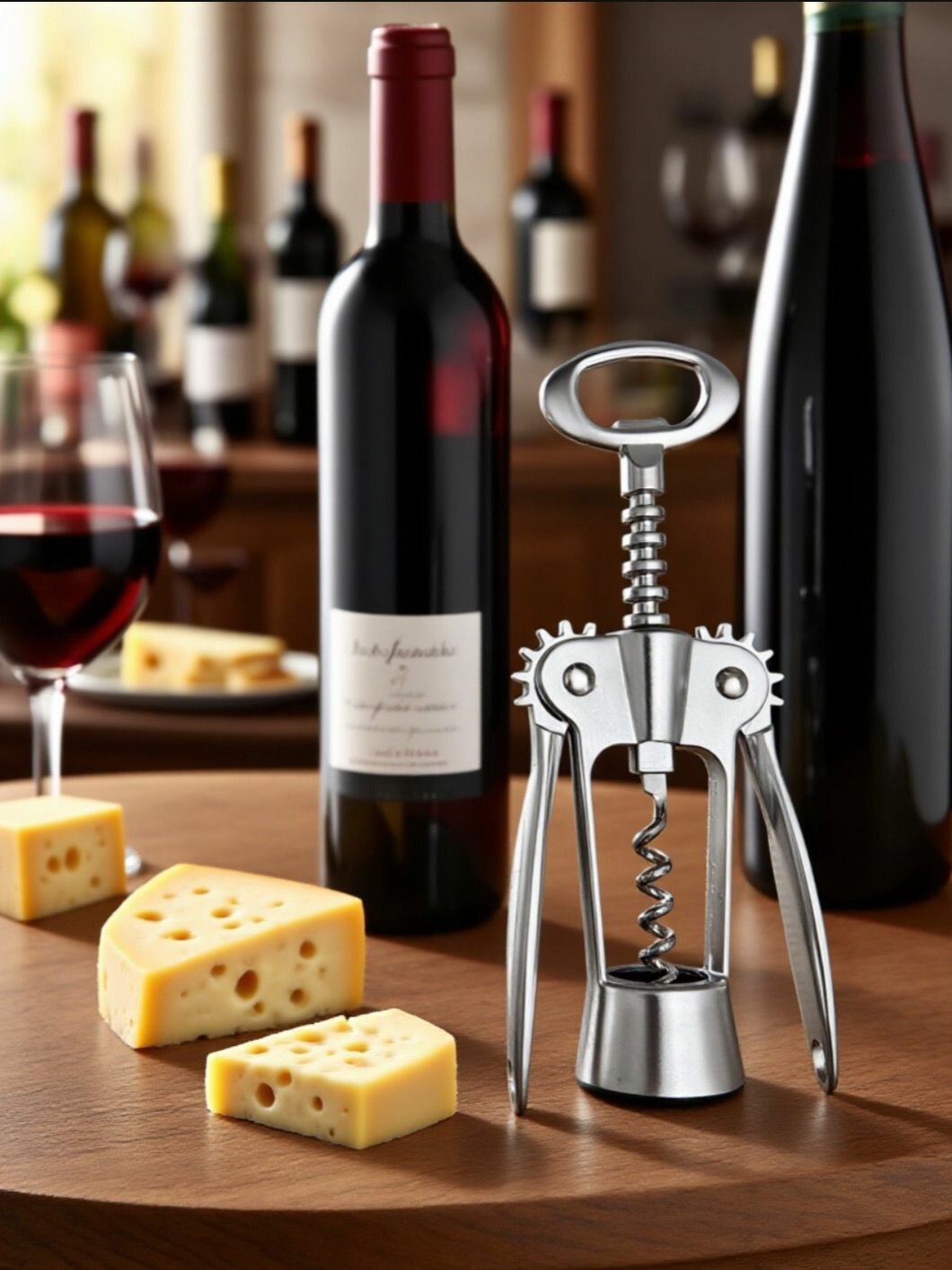 Штопор винный "Без бренда", сталь, рычажный механизм, длина 19 см, цвет светло-серый