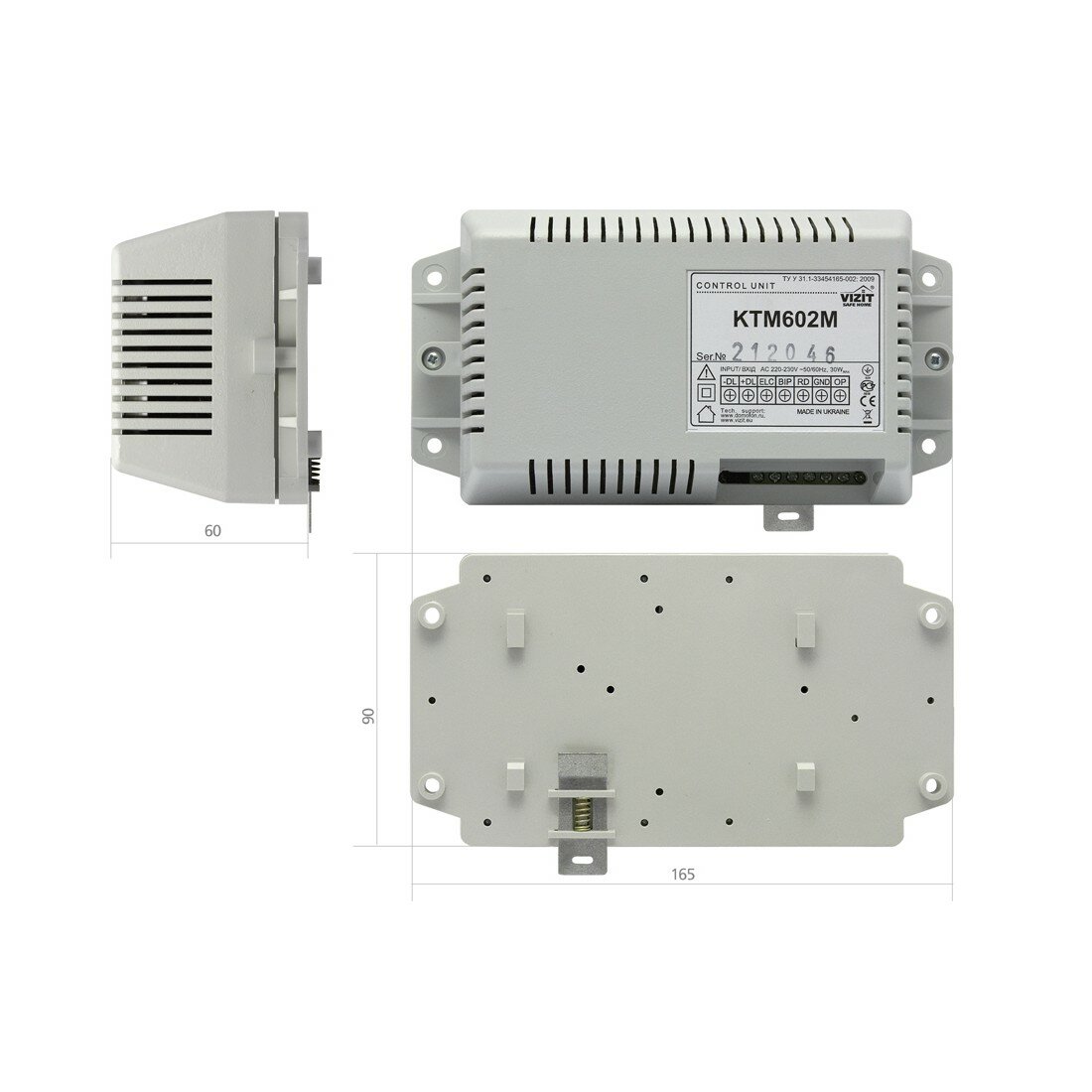 VIZIT-KTM602M Контроллер ключей TOUCH MEMORY до 670 ключей, питание и управление замком