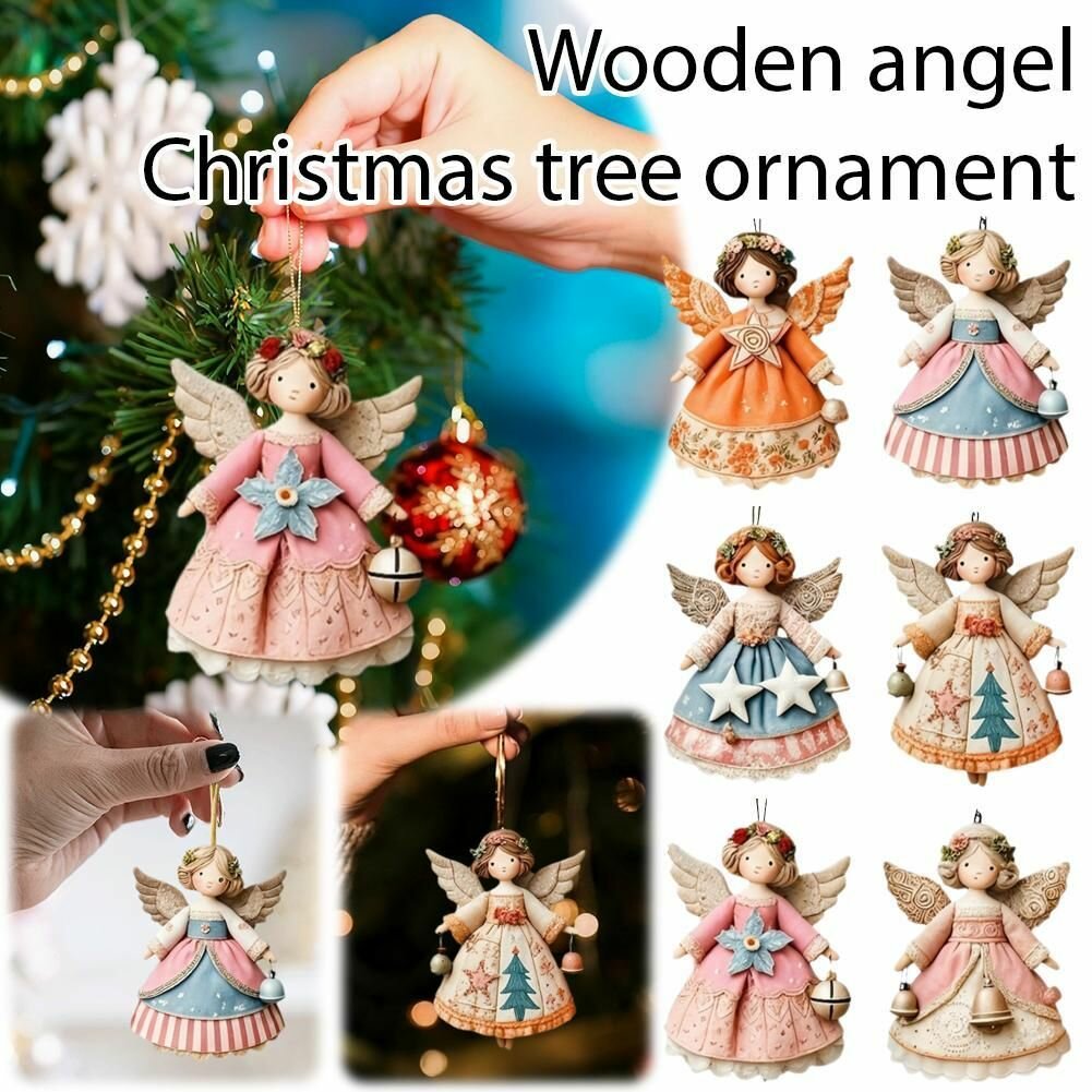 6/12/24 шт. Деревянное ёлочное украшение "Ангел"